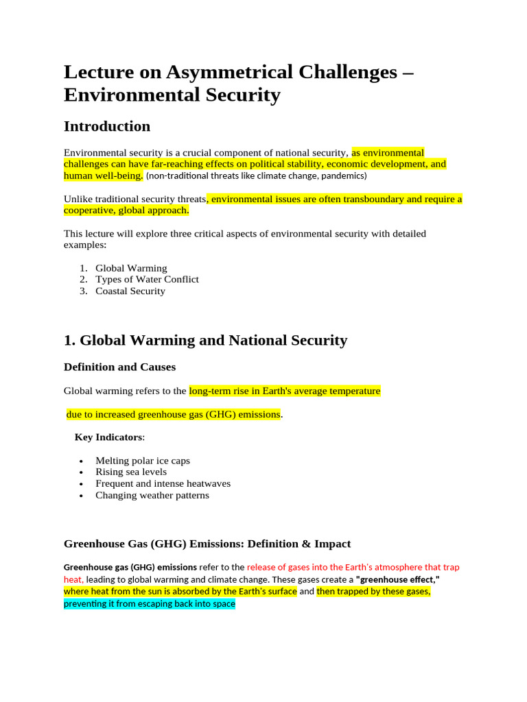 Lecture On Asymmetrical Challenges UNIT 3 | PDF | Greenhouse Gas | Climate Change