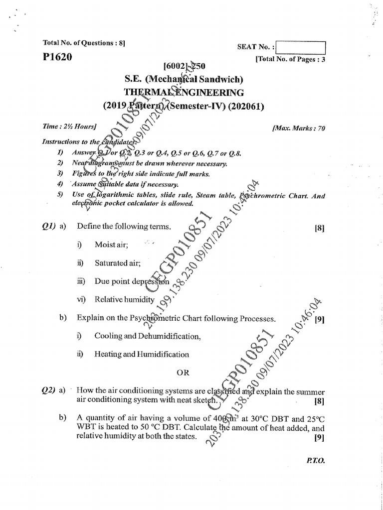 TE End Sem QP Jully 23 | PDF