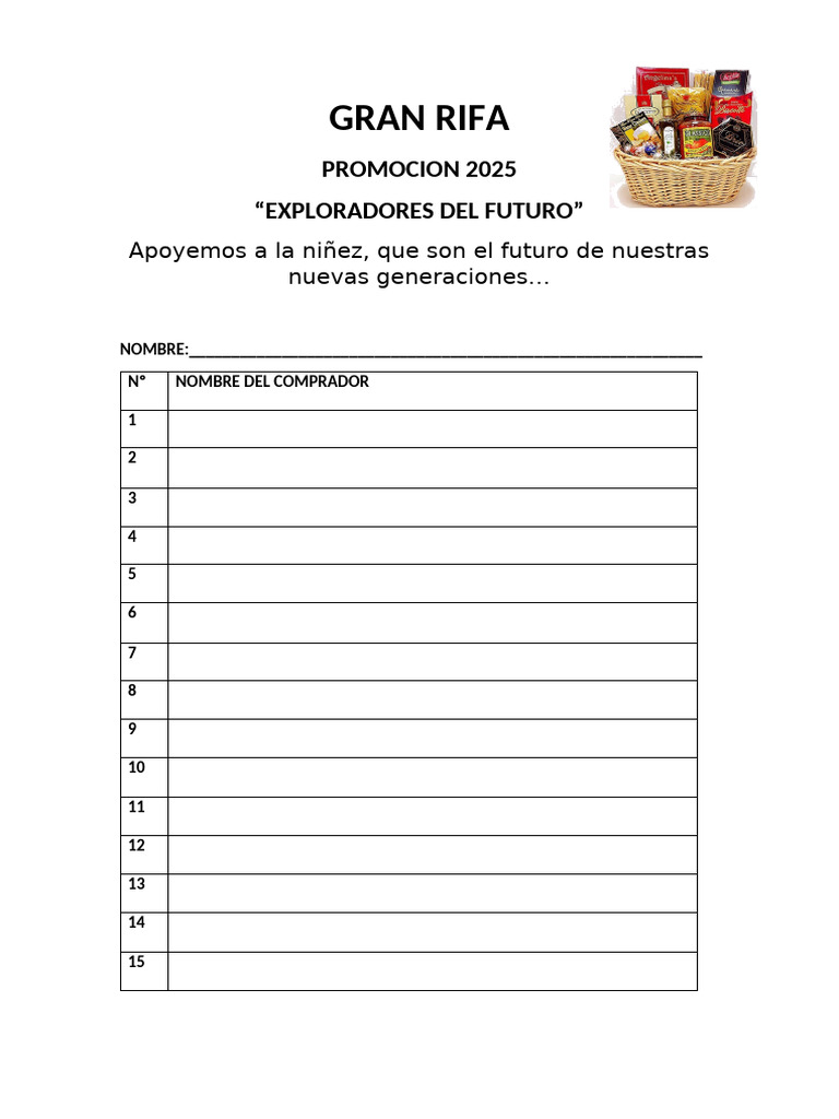 Gran Rifa - Una Canasta | PDF