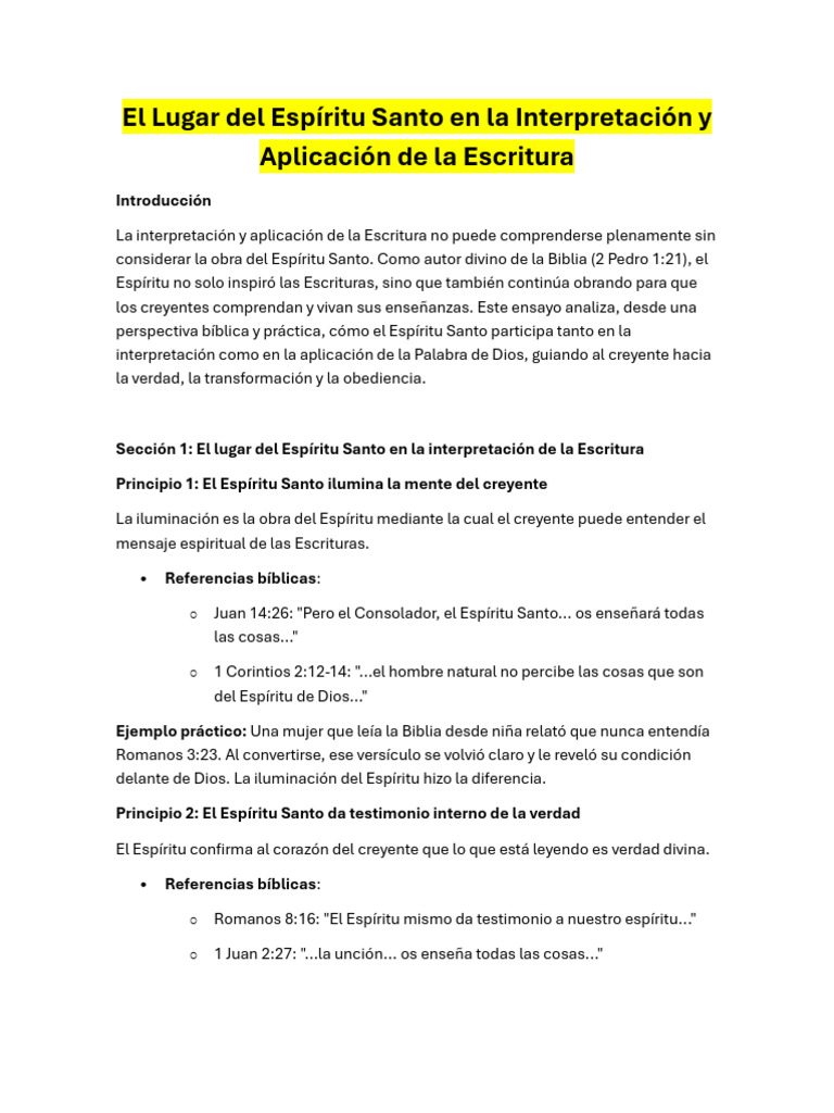 El Lugar Del Espíritu Santo en La Interpretación | PDF | espíritu Santo ...