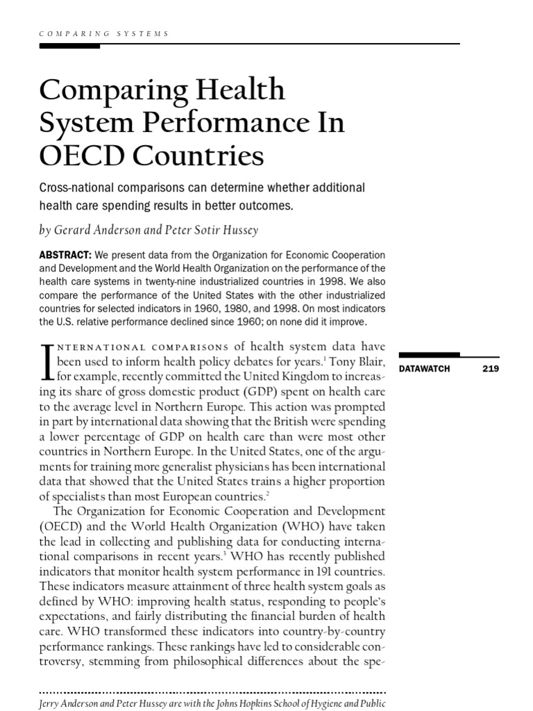Comparing Health System Performance in OECD Countries | PDF | Health ...