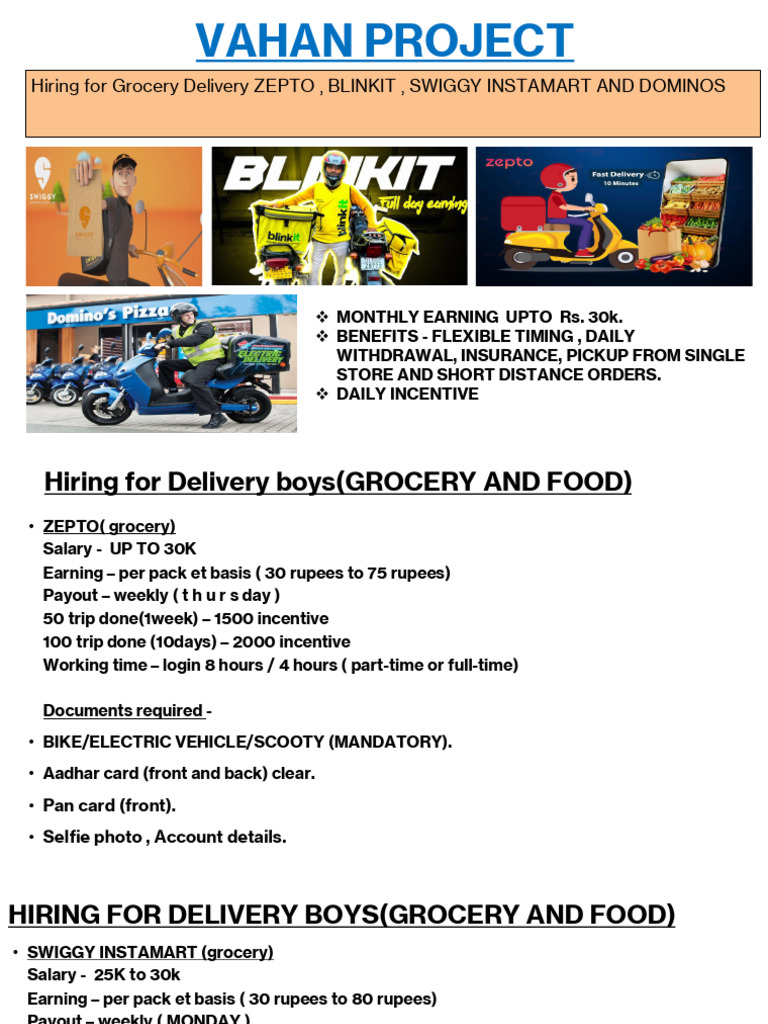 Hiring Delivery Boys for Grocery & Food | PDF