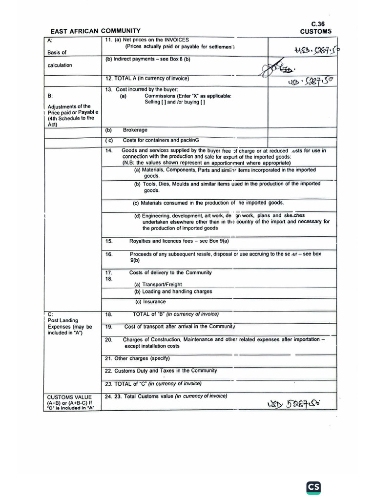 C36 - Importer Declaration Form | PDF