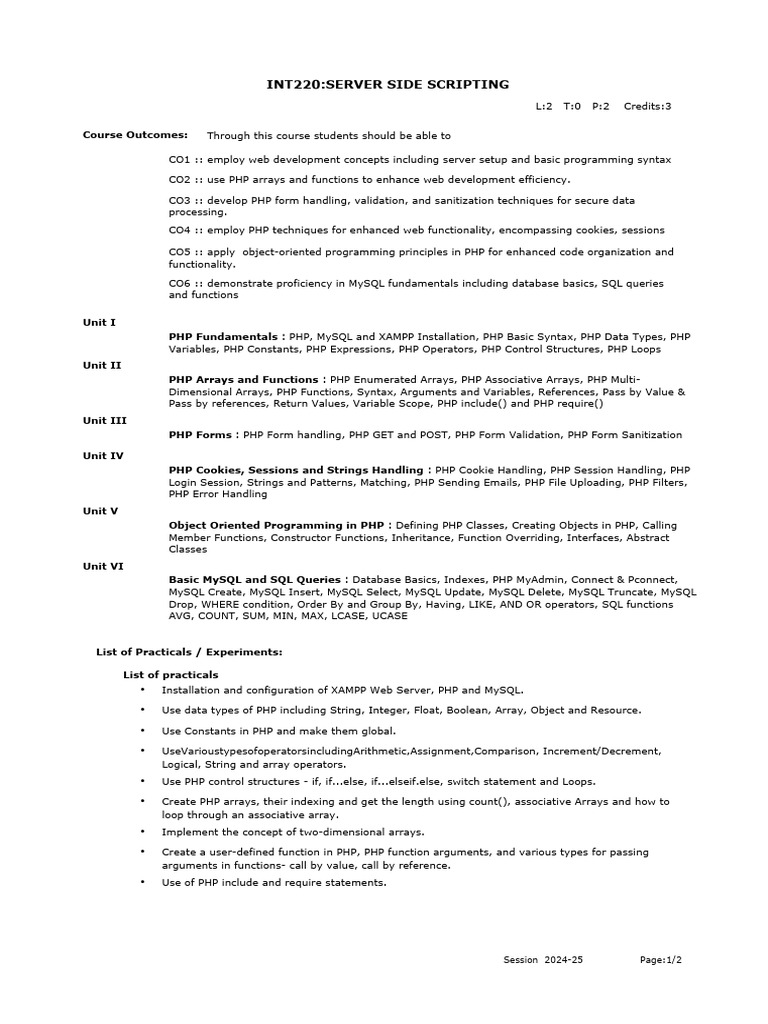 FRM Course Syllabus IPDownload | PDF | Php | Class (Computer Programming)