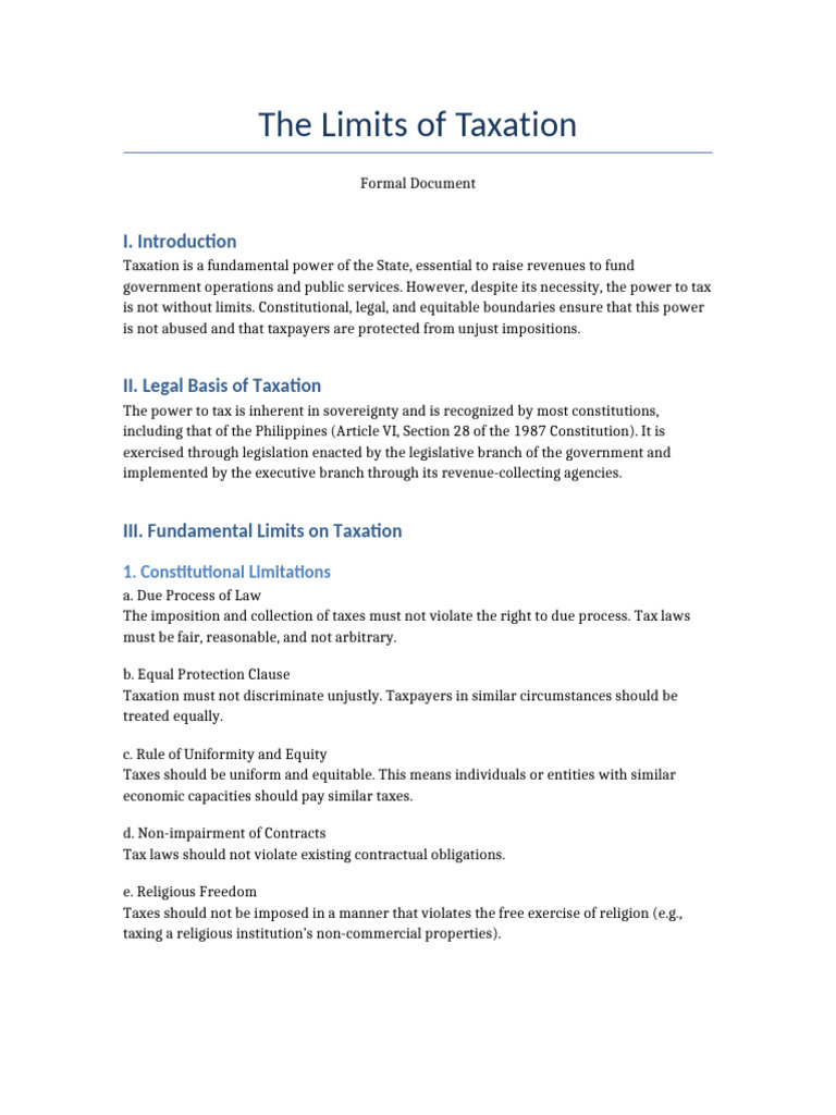 The Limits of Taxation | PDF | Taxes | Taxation In The United States