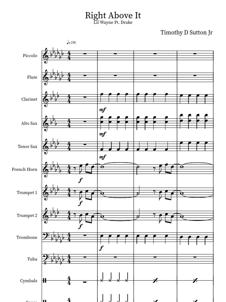 Right Above It Full Score | PDF | Saxophone | Music Technology