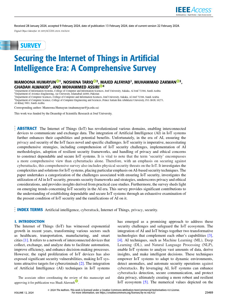Securing The Internet of Things in Artificial Intelligence Era A Comprehensive Survey | PDF ...