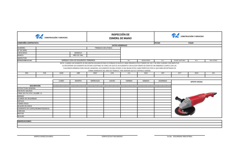 Check List 8 Esmeril o Pulidor | PDF