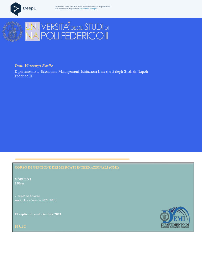 Slides Corso GMI 2024-25 (I Term) (1) Es | PDF | Exportaciones | Business