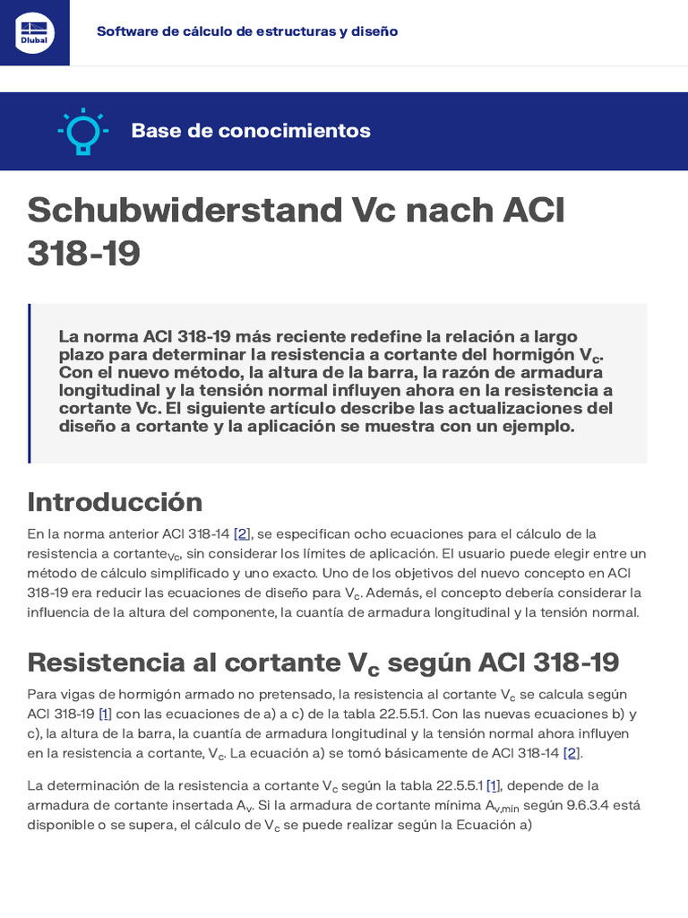 Resistencia A Cortante VC Según ACI 318-19 en Hormigon | PDF | Viga (Estructura) | Braguero