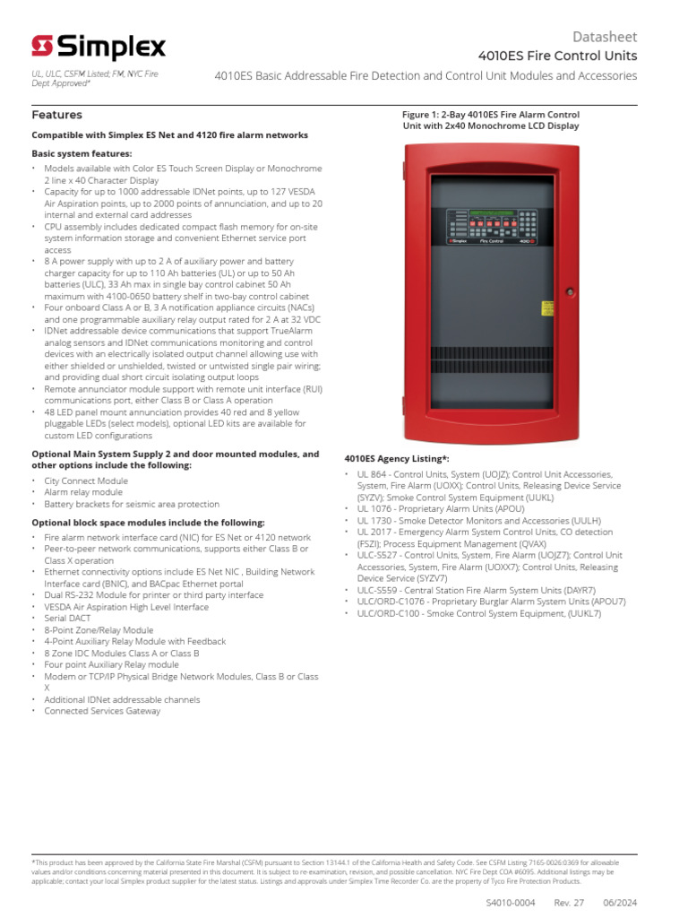 Datasheet Central 4010ES EN (4010-0004) | PDF | Touchscreen | Battery ...