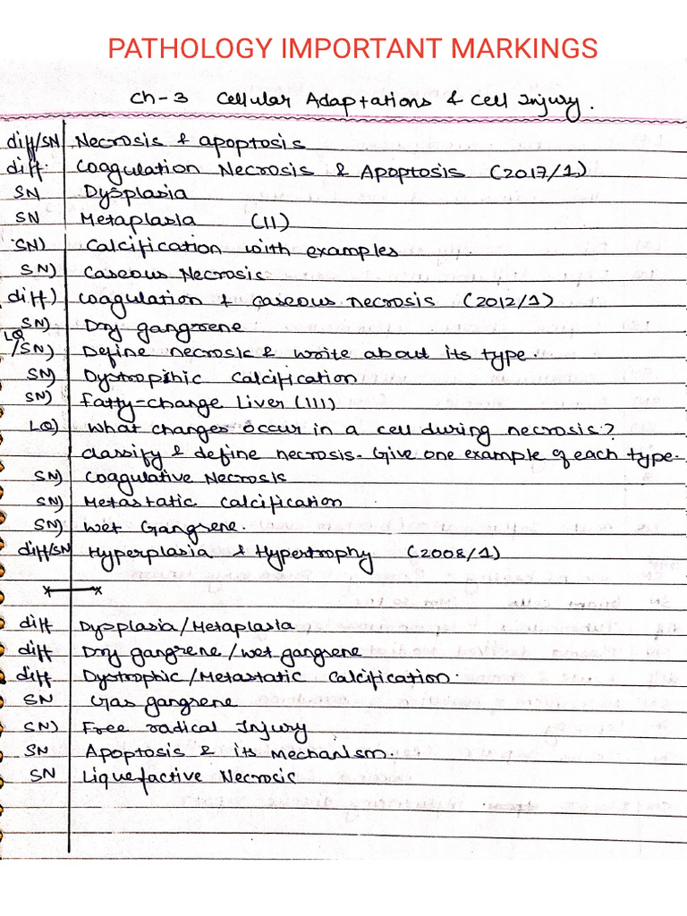 Pathology Important Markings | PDF