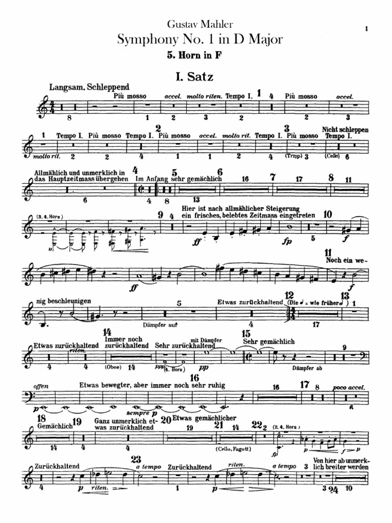 Mahler - Sinfonia 1 (Corno 5) | PDF