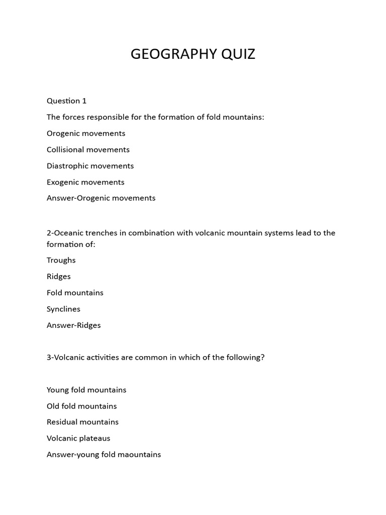 Geography Quiz | PDF