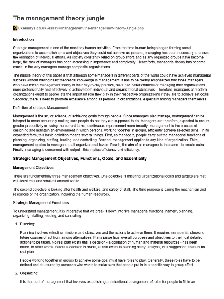 Navigating the Management Theory Jungle | PDF | Goal | Theory