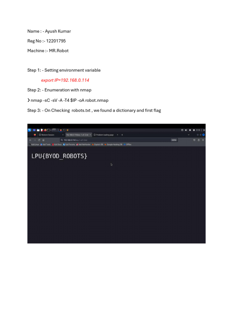Mr. Robot Vulnhub Walkthrough | PDF