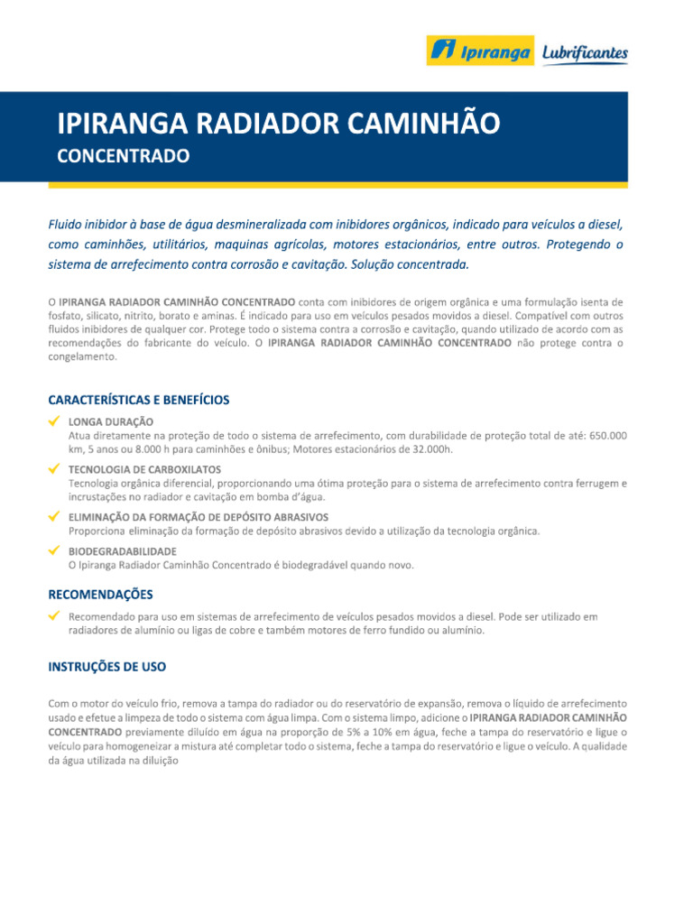 Ipiranga Radiador Concentrado | PDF