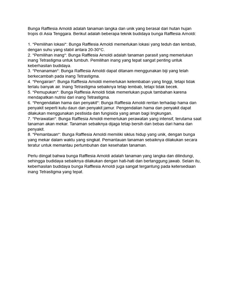Bunga Rafflesia Arnoldi adalah tanaman langka dan unik yang berasal ...