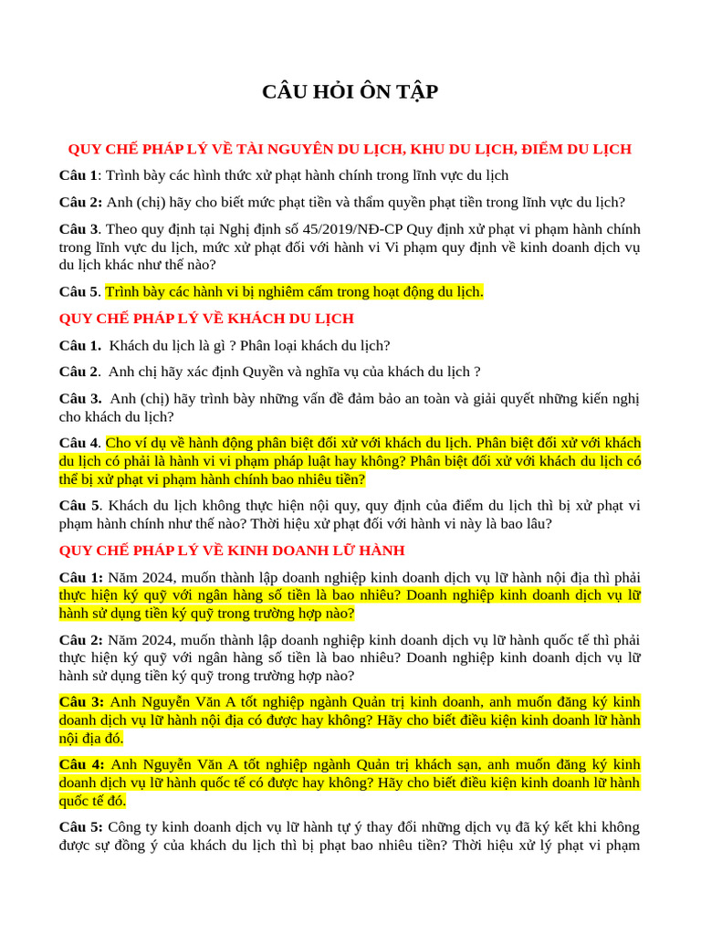 Nội Dung Ôn Tập VBQPPL | PDF