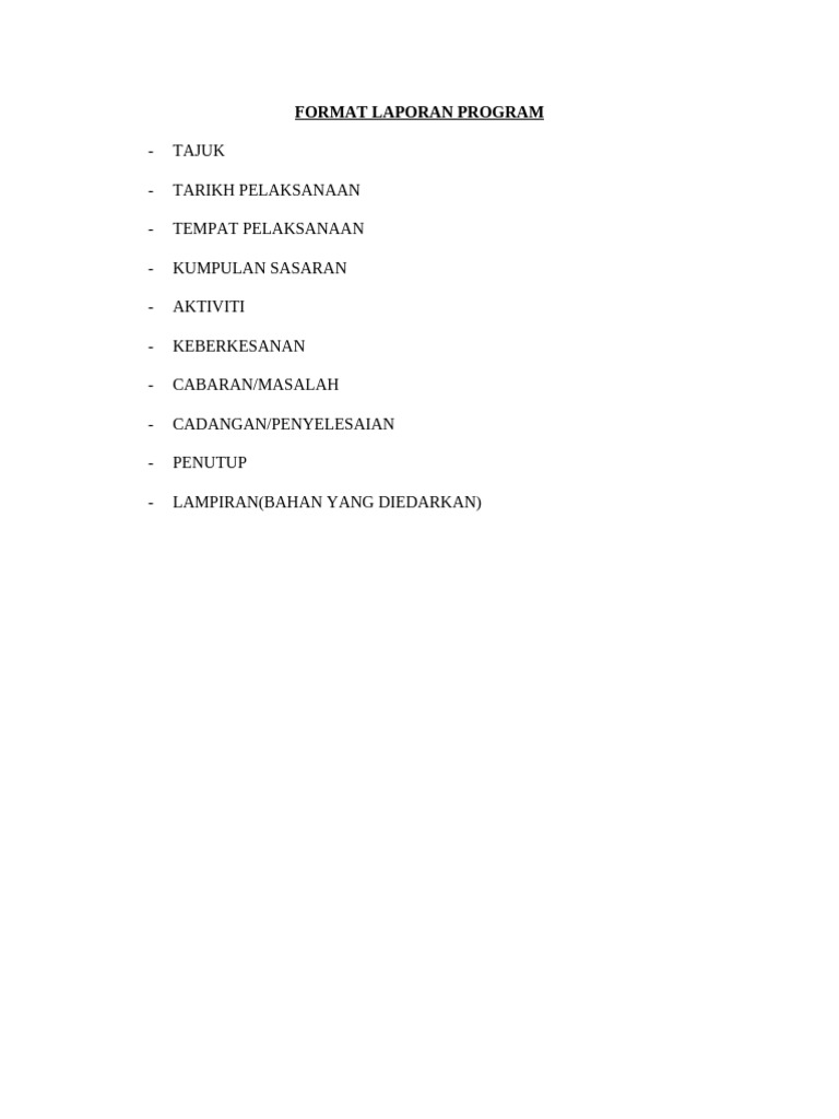 Format Laporan Program | PDF