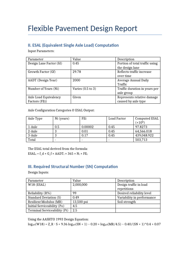 Flexible_Pavement_Design_Report_Tables | PDF | Parameter (Computer Programming)