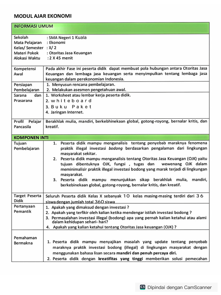 MODUL AJAR OJK | PDF