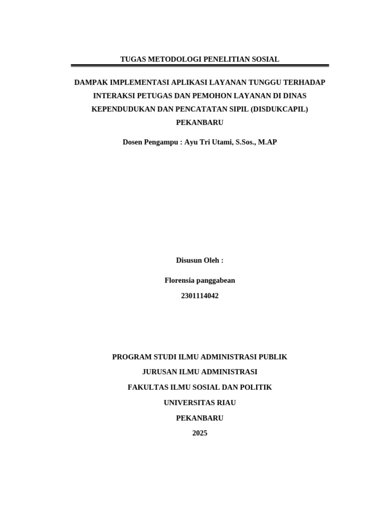 TUGAS METODOLOGI PENELITIAN SOSIAL | PDF