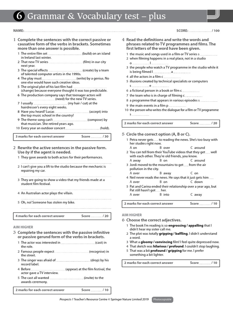 FP1 U06 Grammar Vocabulary Plus | PDF | Linguistic Morphology | Syntax