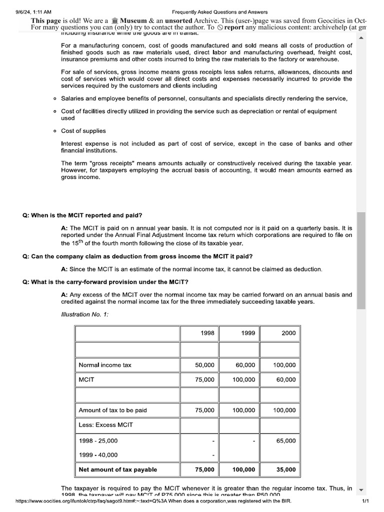 Mcit Sample Entries | PDF