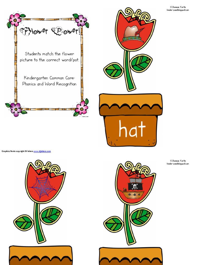 Flower Power Picture To Word Match Up | PDF