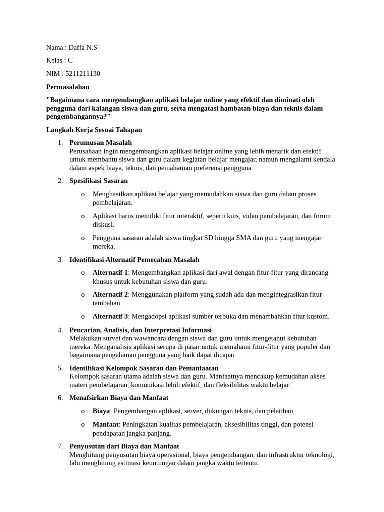 Tugas PERMASALAHAN - DAFFA N.S - 5211211130 | PDF
