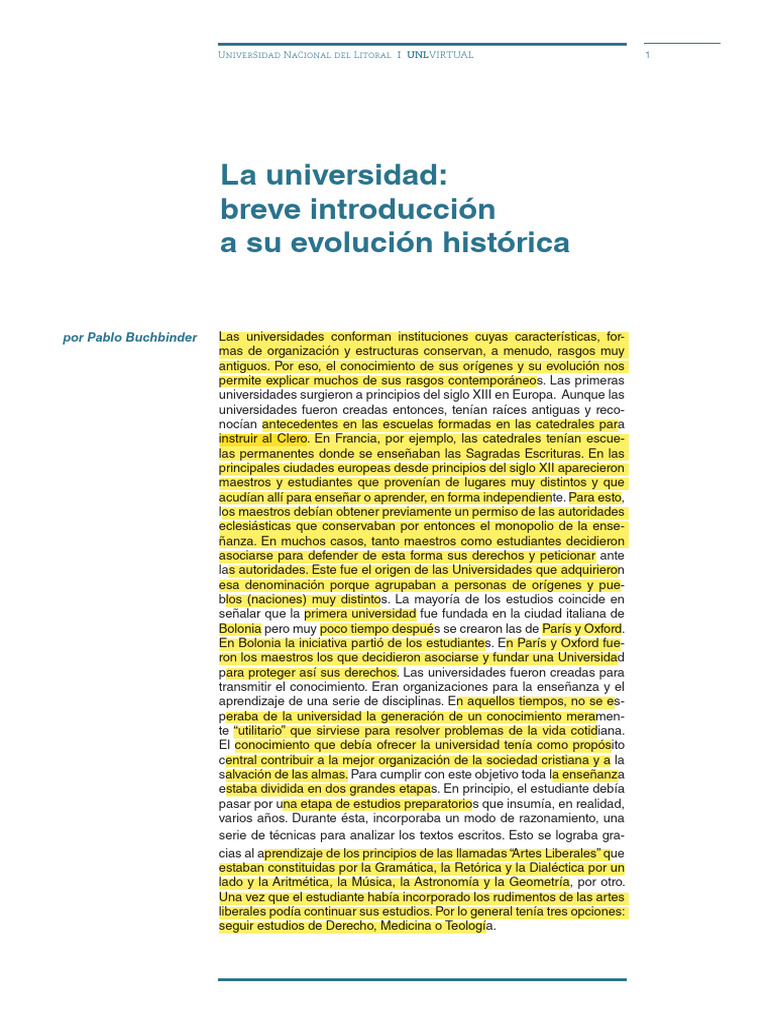 Evolucion Historica Educ Sup Buchbinder | PDF | Universidad | Argentina
