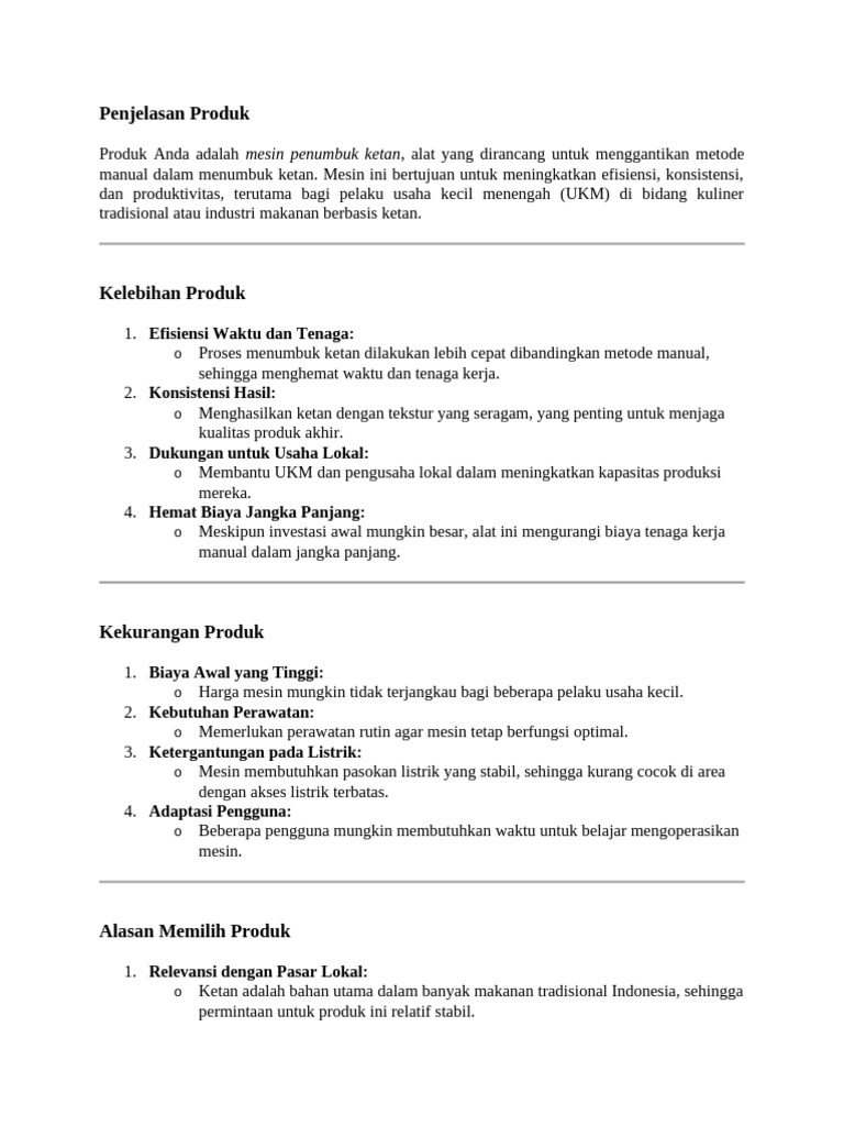 Penjelasan Produk | PDF