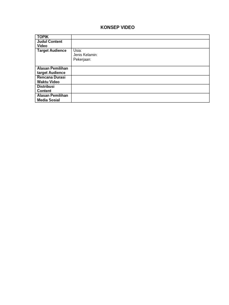 Format Konsep Video Dan Script Tugas 1 | PDF