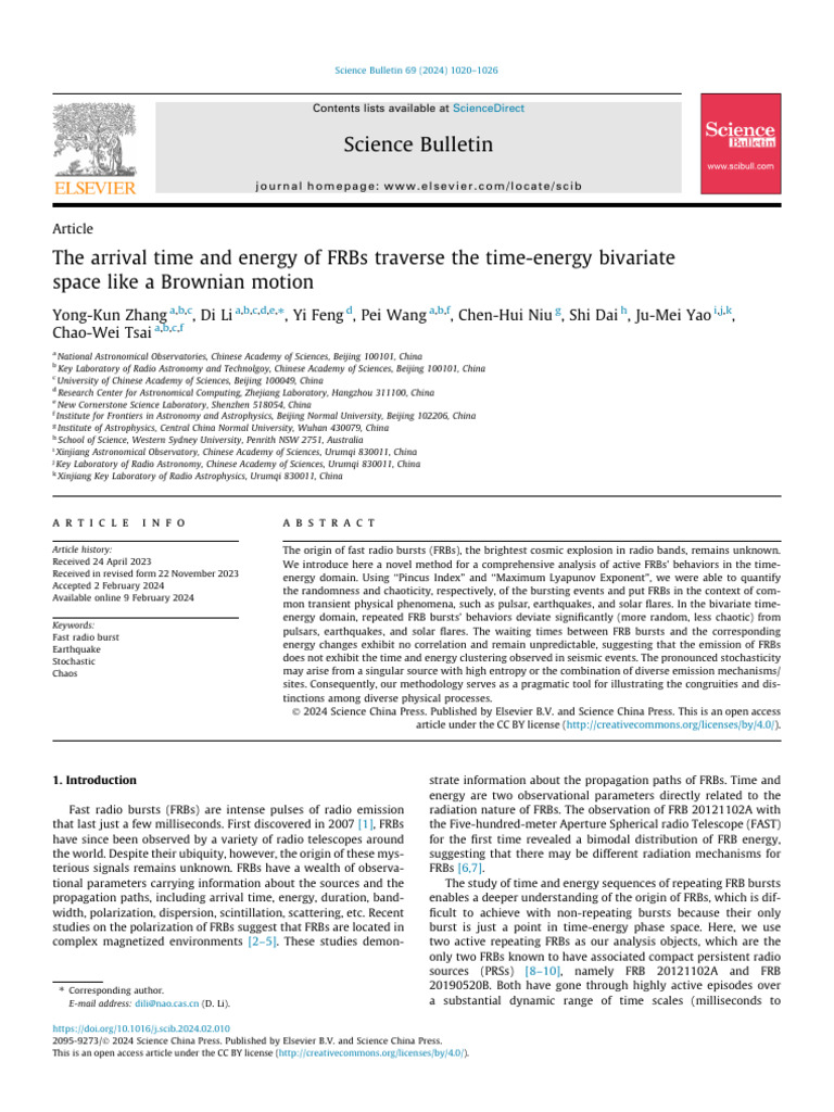 2024 The arrival time and energy of FRBs traverse the time-energy ...
