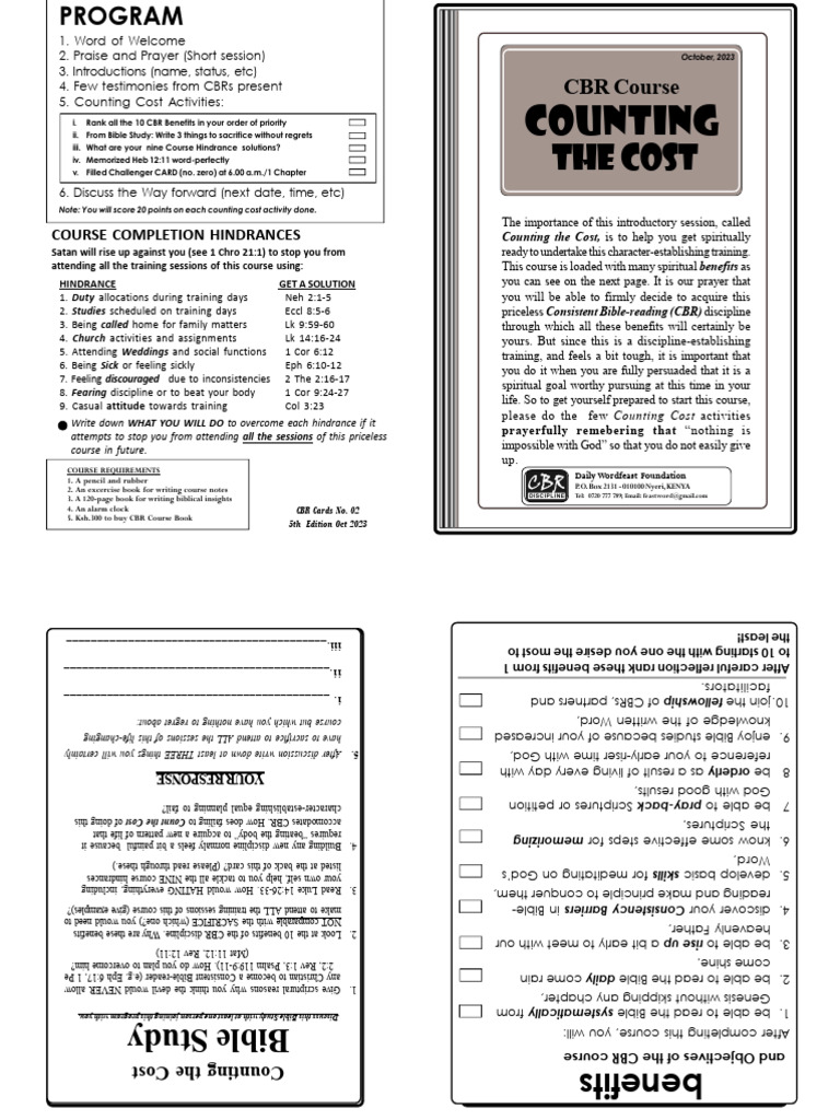 Counting Cost October 2023 | PDF | Bible
