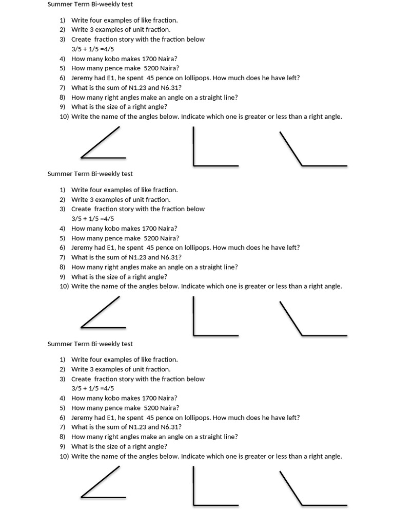 2025 Summer Term Bi Weekly Test | PDF