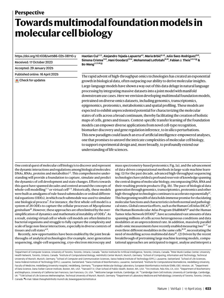 Multimodal Foundation Models in Biology | PDF | Proteomics | Gene