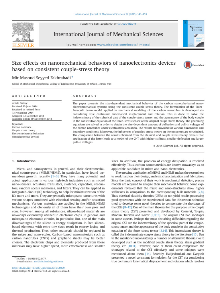 Fakhrabadi, M.M.S., 2015. Size Effects On Nanomechanical Behaviors of ...
