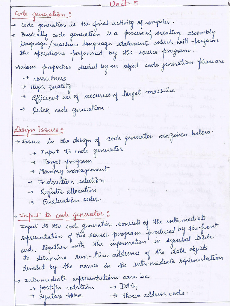 Compiler Design Unit 5 Notes | PDF