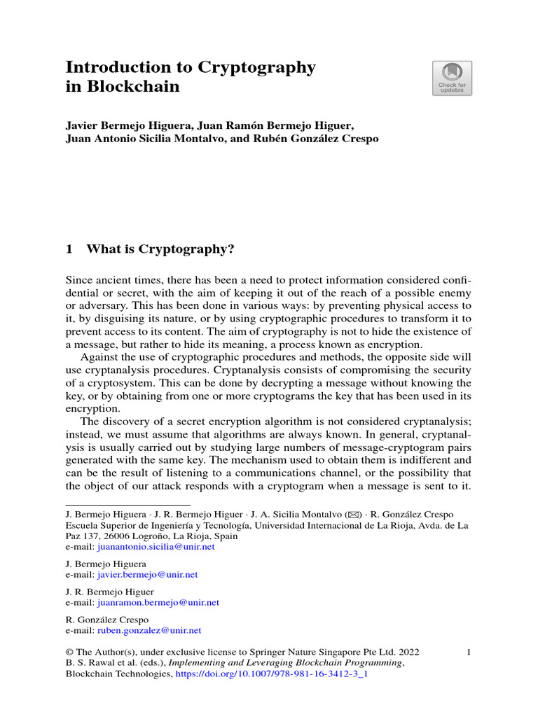 Introduction To Cryptography | PDF | Key (Cryptography) | Cryptography