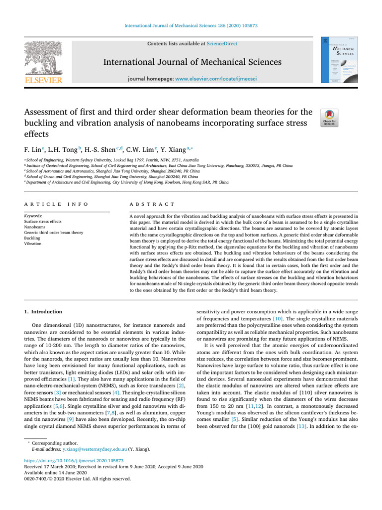 Assessment of First and Third Order Shear Deformation B - 2020 - International J | PDF ...