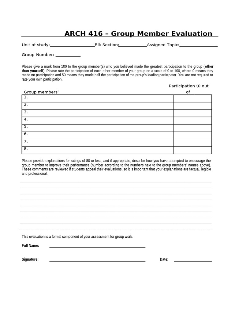 ARCH-416-Evaluation-form For Arch Research | PDF
