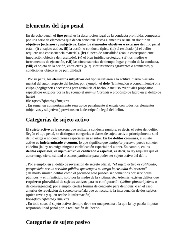 Elementos Del Tipo Penal | PDF | Causalidad (Ley) | Victimologia