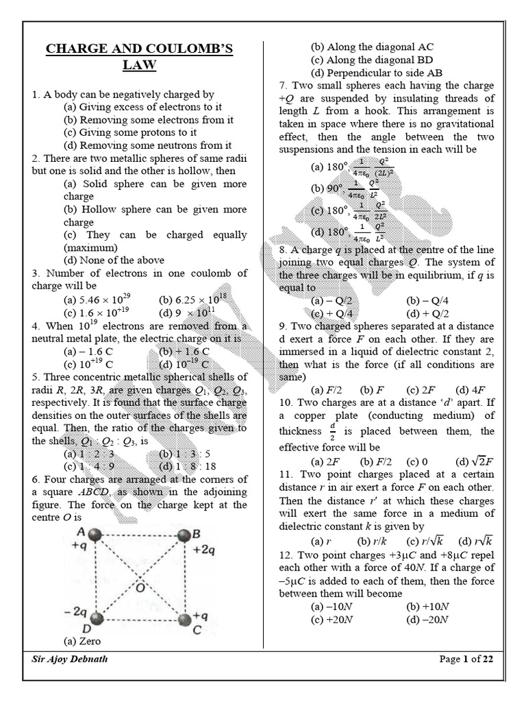 CHARGE AND COULOMB’S LAW | PDF | Capacitor | Capacitance