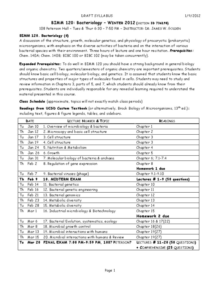 Bimm 120 Syllabus | PDF | Academic Dishonesty | Test (Assessment)