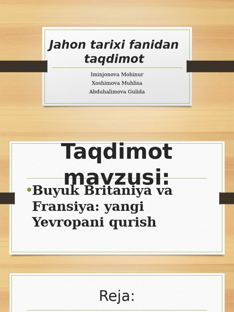 Jahon Tarixi Fanidan Taqdimot | PDF