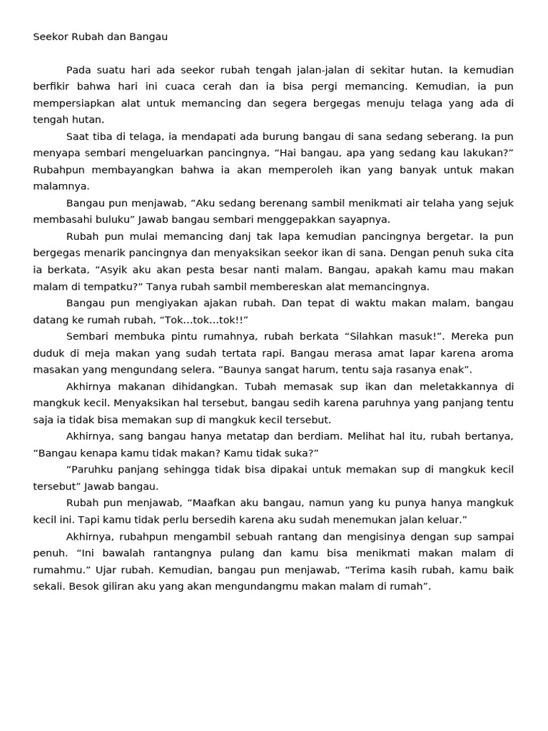 Dongeng Rubah dan Bangau | PDF