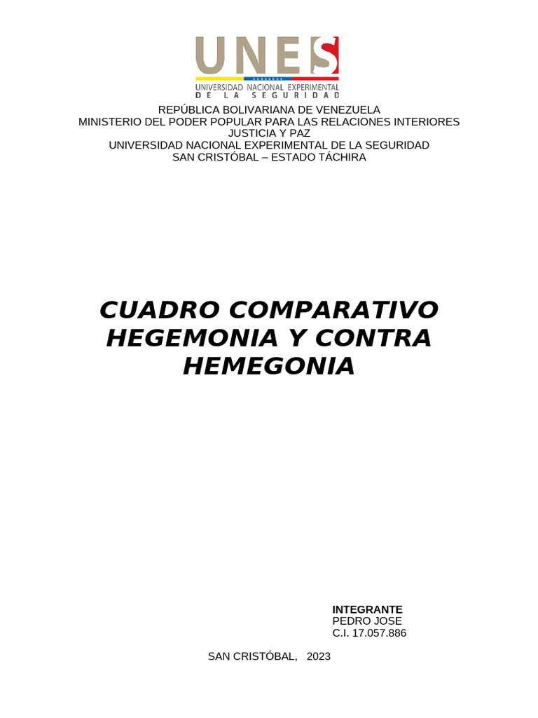 Cuadro Comparativo Hegemonia Y Contra Hemegonia | PDF | Hegemonía ...