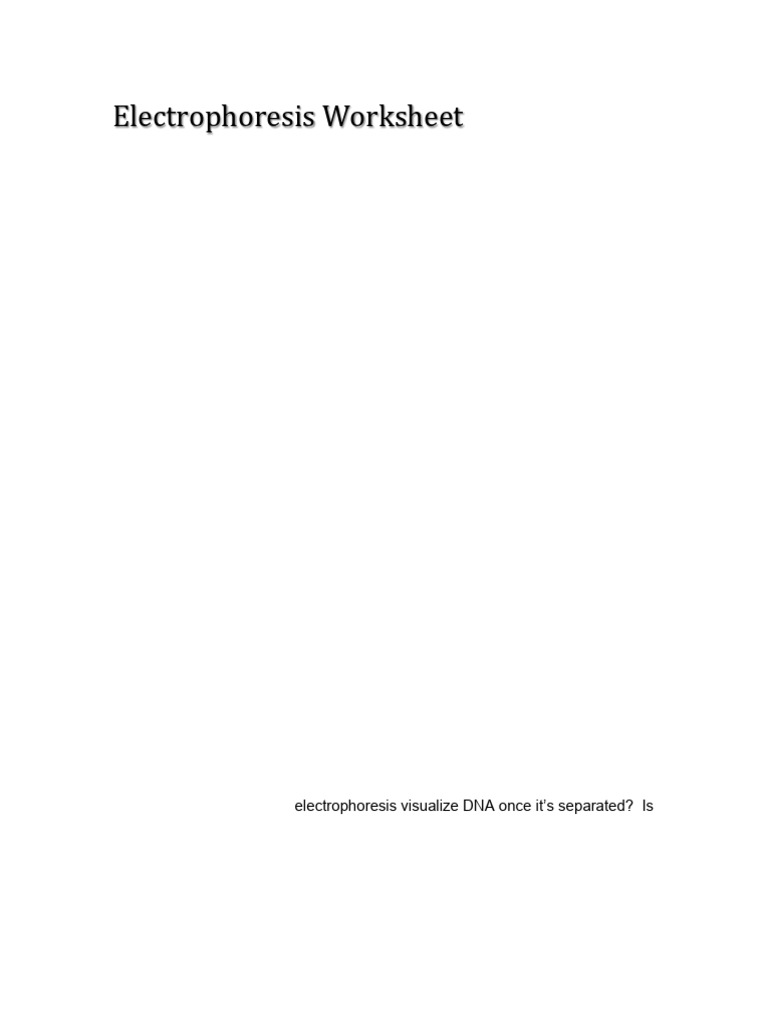 Electrophoresis Lab Worksheet Guide | PDF